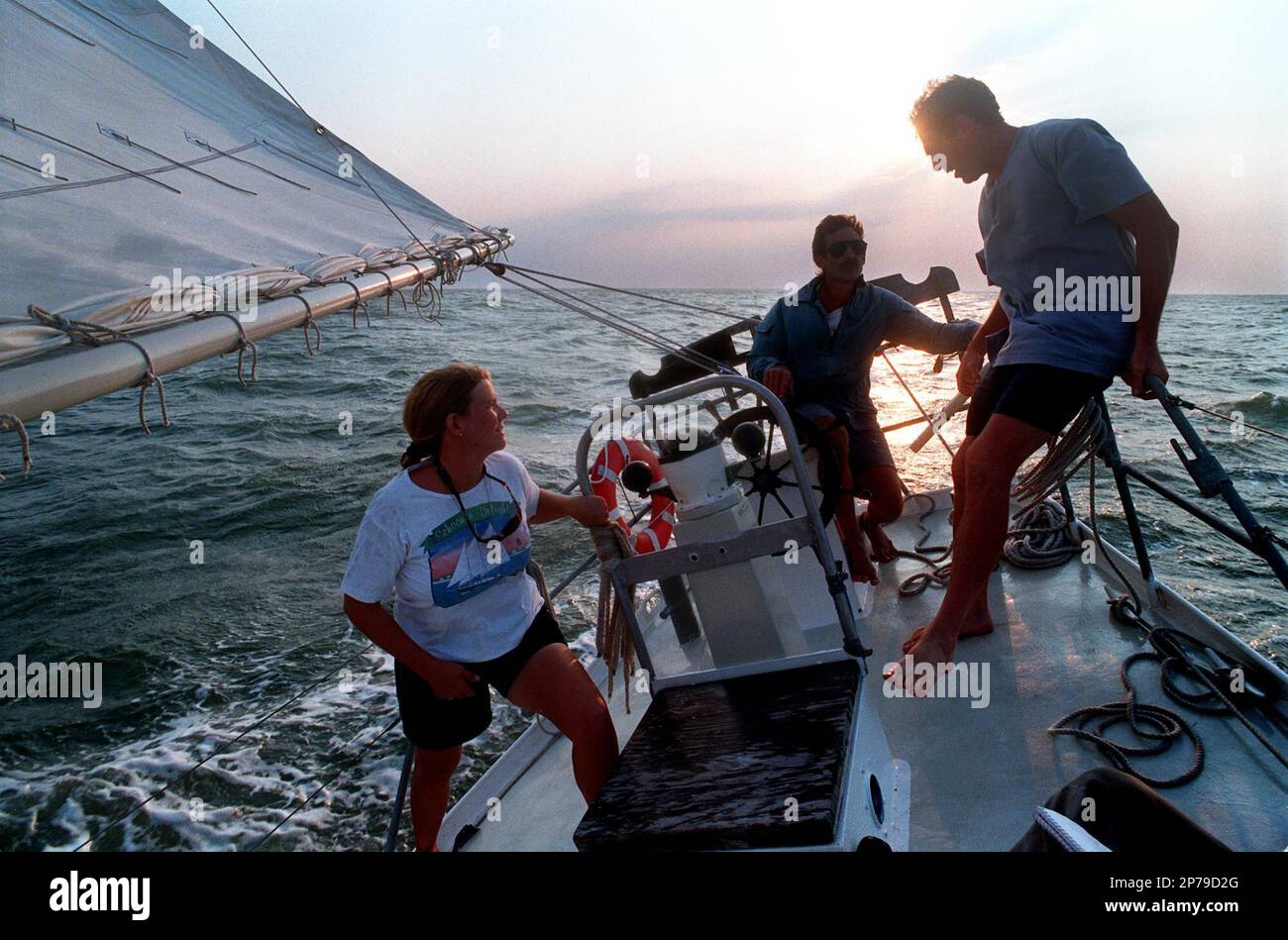From left to right Laura Lohse, Greg Lohse and crew member Roger ...