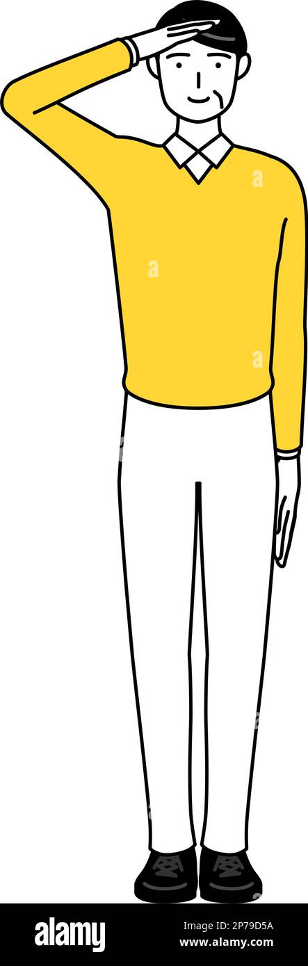 Retired seniors, middle-aged man, making a salute Stock Vector Image ...