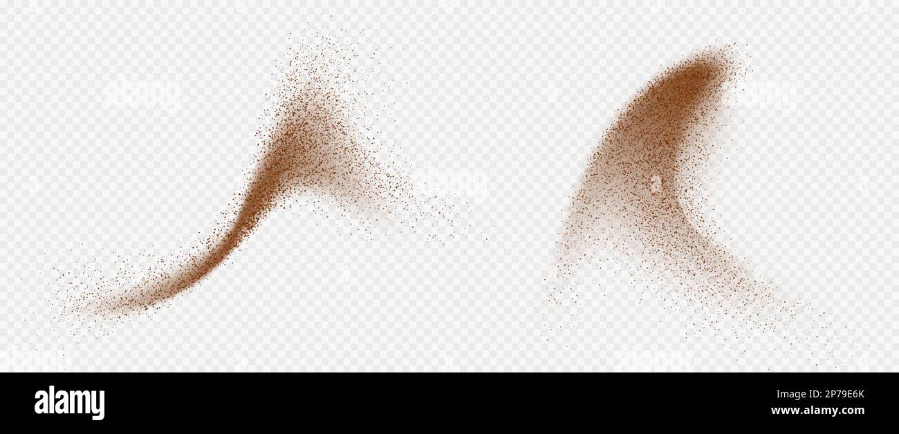 Flying coffee or chocolate powder, dust particles in motion, ground ...