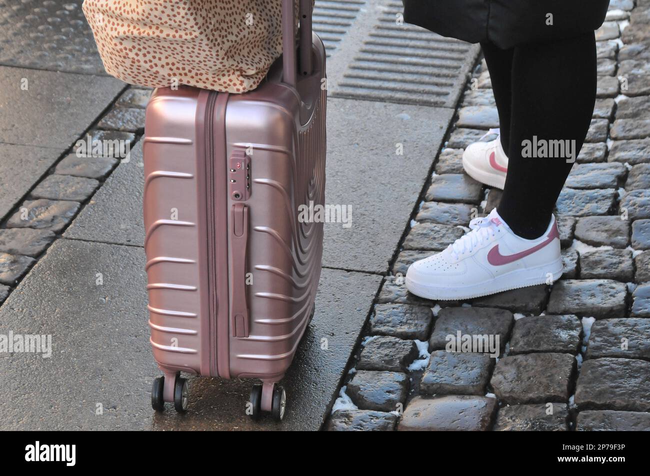 Copenhagen /Denmark/08 March 2023/ Person travellers in danish capital ...