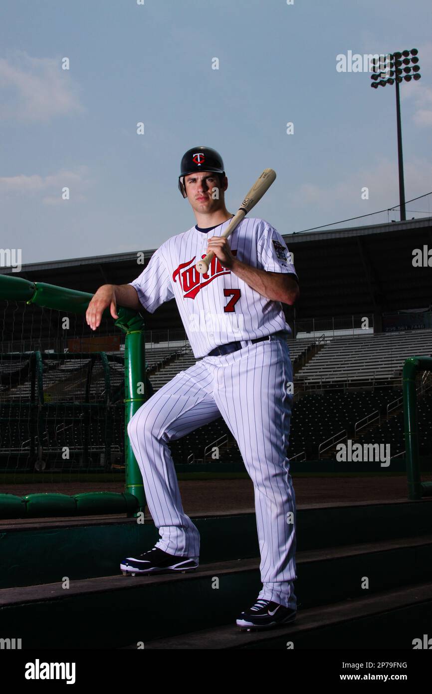 Minnesota Twins catcher Joe Mauer poses for a portrat at Hammond ...