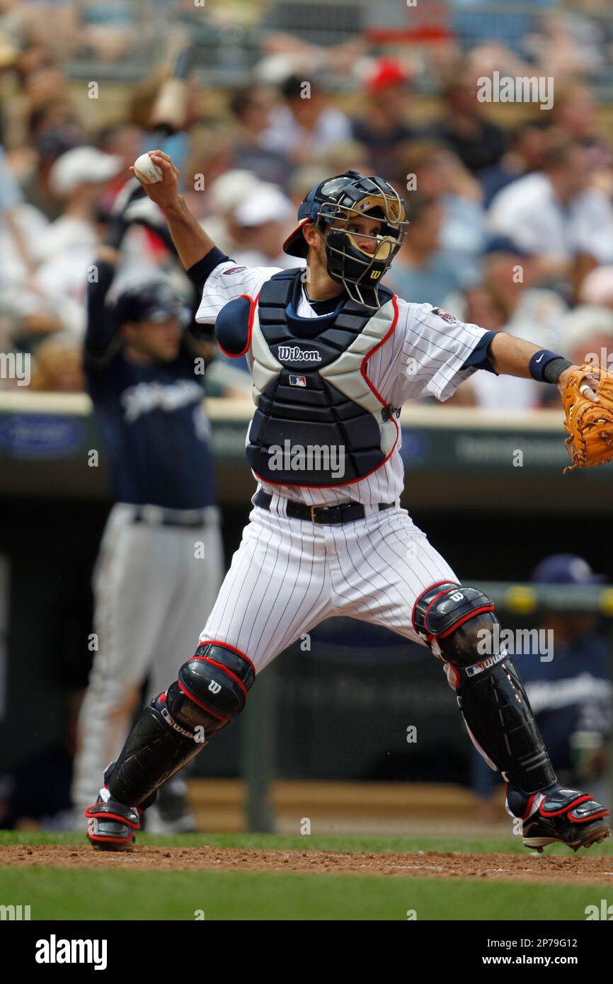 Minnesota Twins Drew Butera plays in a game against the Milwaukee ...