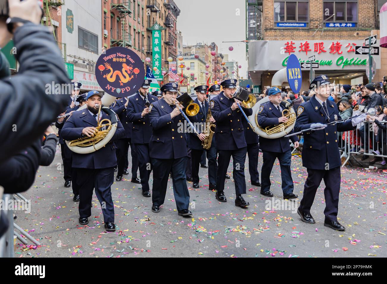 New York, Chinatown, USA - February 12, 2023: New York City Police ...