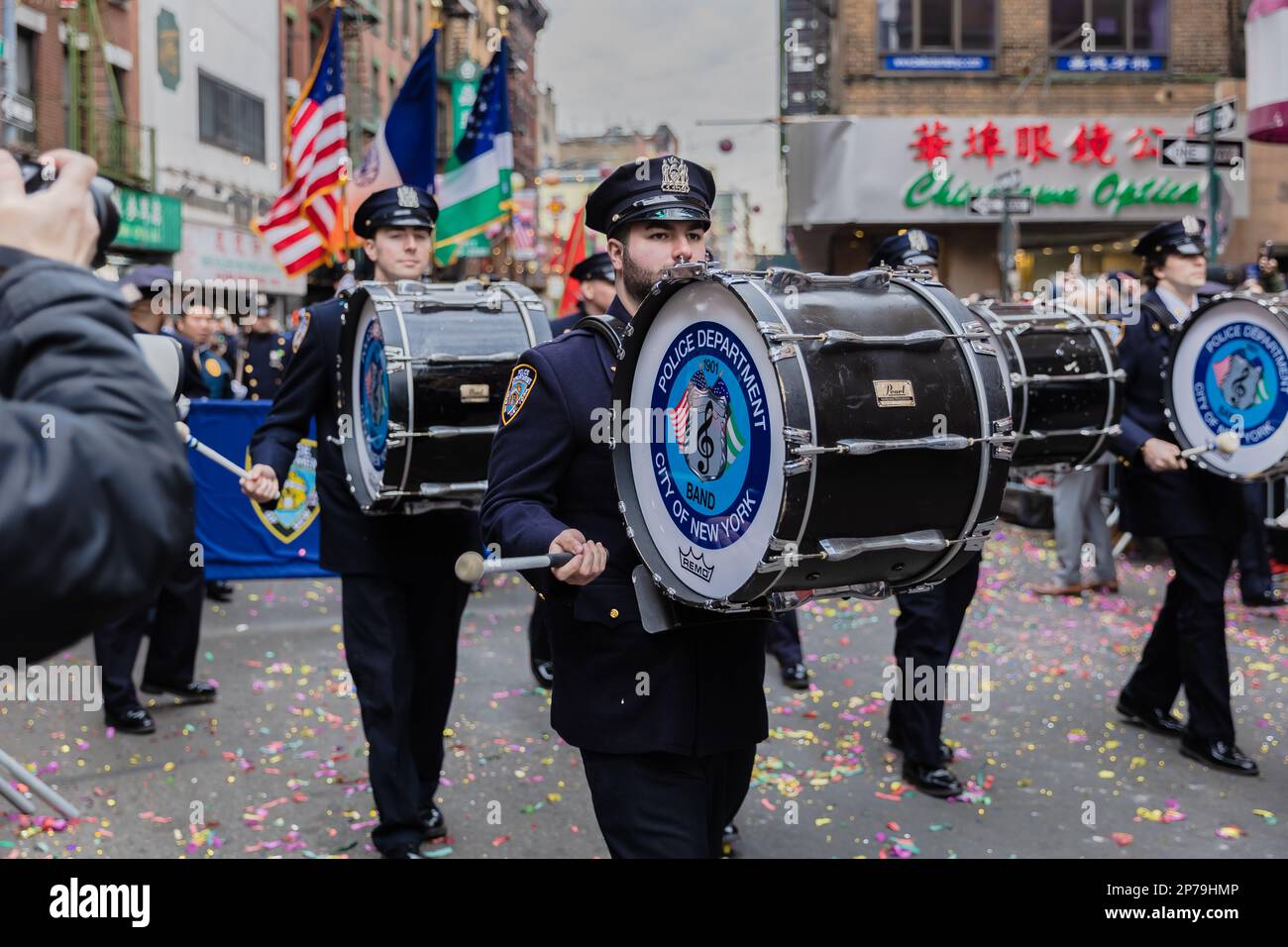 New York, Chinatown, USA - February 12, 2023: New York City Police ...