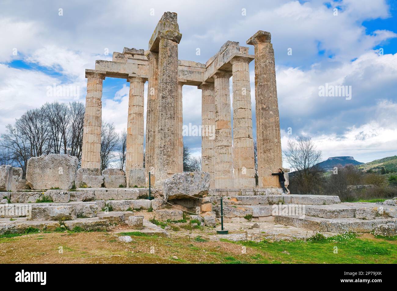 Doric style columns and ruins from Temple of ancient Greece. temple of ...