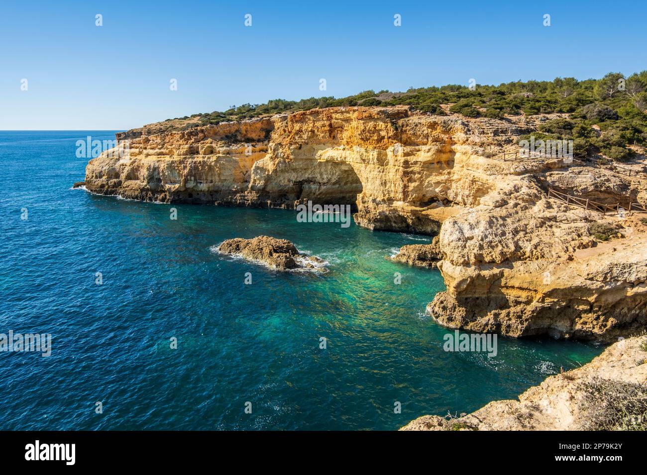 Beautiful cliffs and rock formations by the Atlantic Ocean at Marinha ...