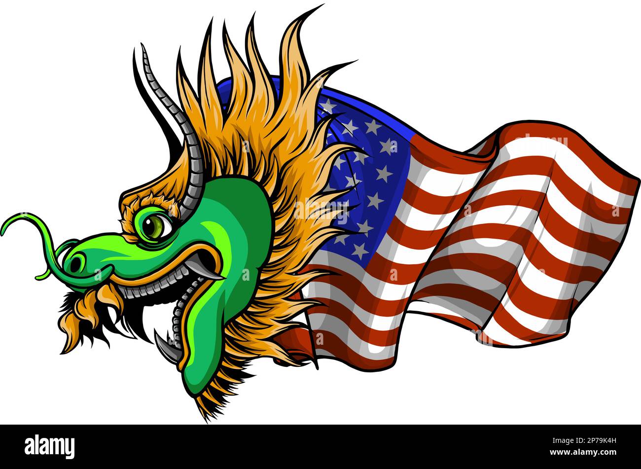 Colorful Illustration of the Head of a Chinese Dragon Stock Vector ...