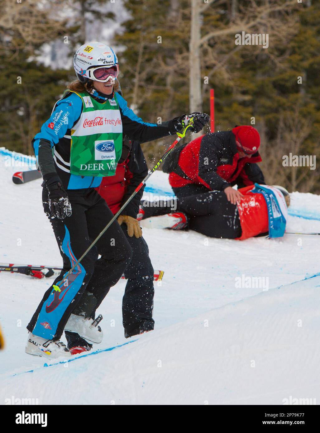 Skicross competitor Ophelie David from France walks up the Skicross ...