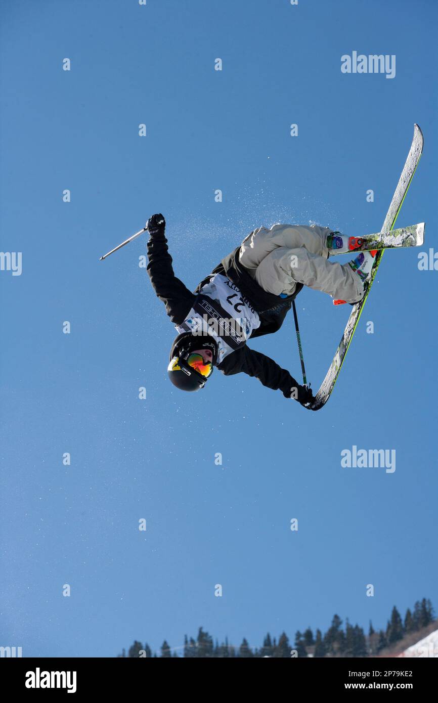 Halfpipe skier Matthew Margetts from Great Britain flies through the ...