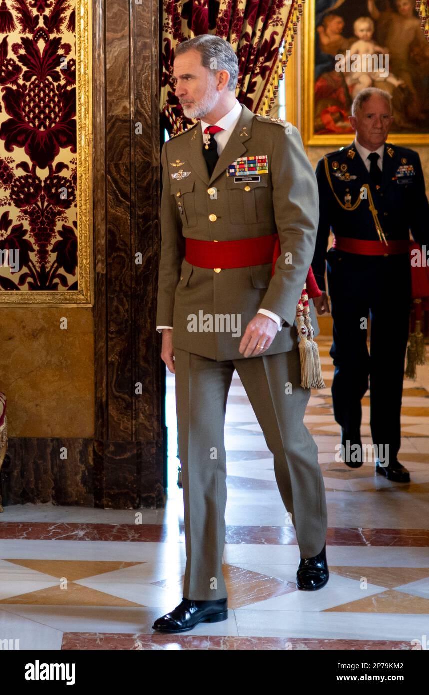 The King of Spain, Felipe VI, arrives to the audience to a group of ...