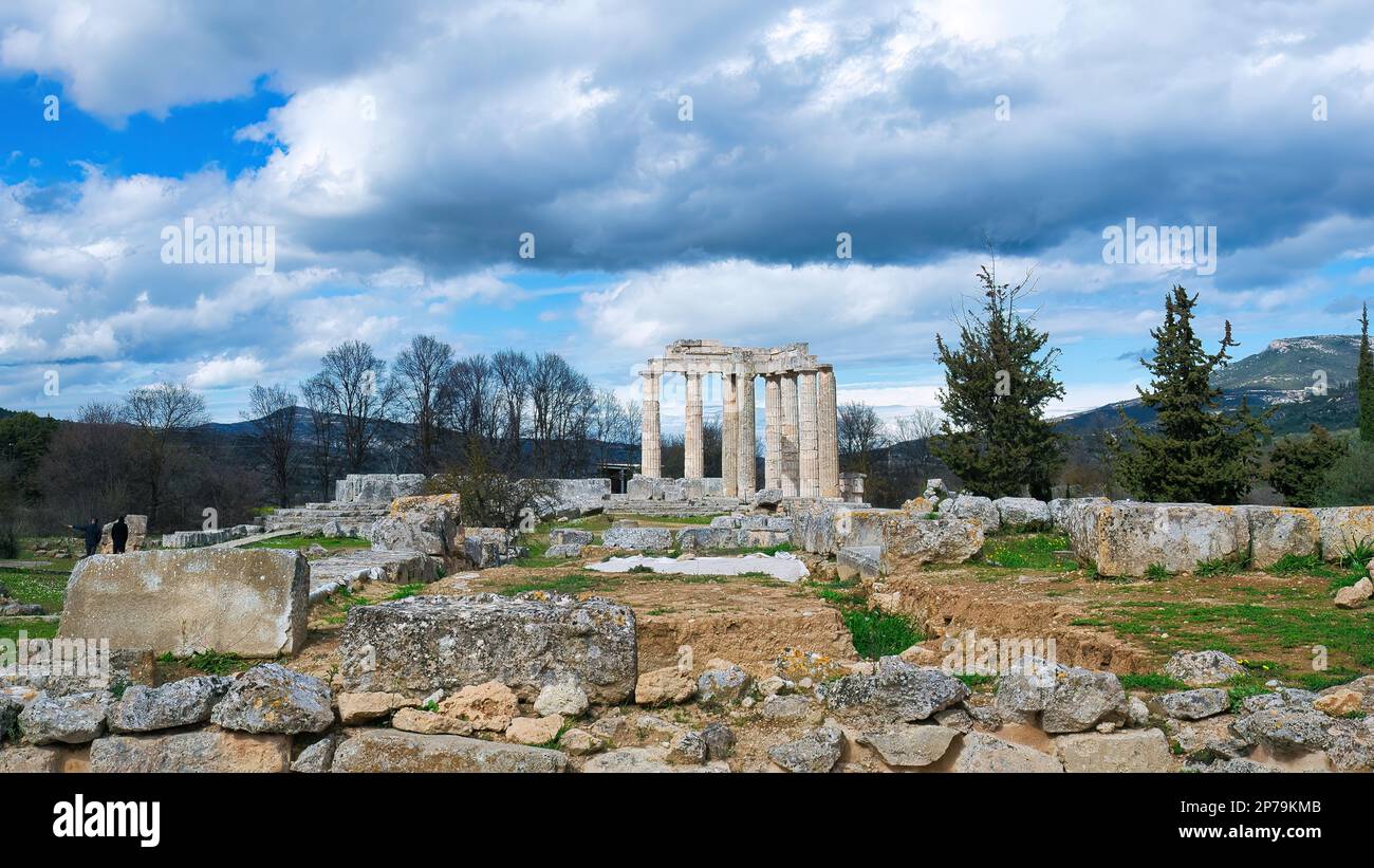 Doric style columns and ruins from Temple of ancient Greece. temple of ...