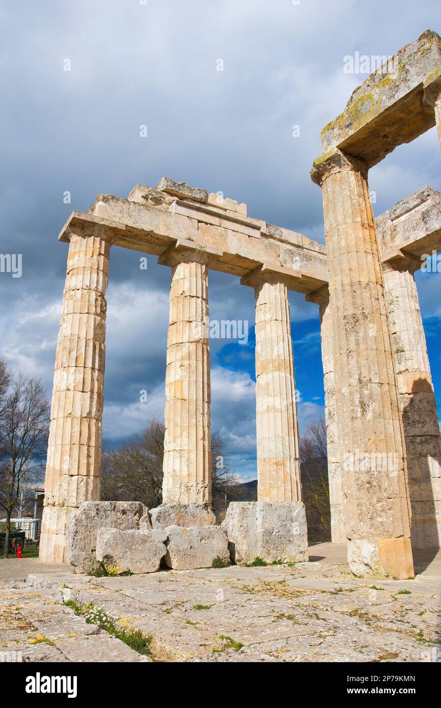 Doric style columns and ruins from Temple of ancient Greece. temple of ...