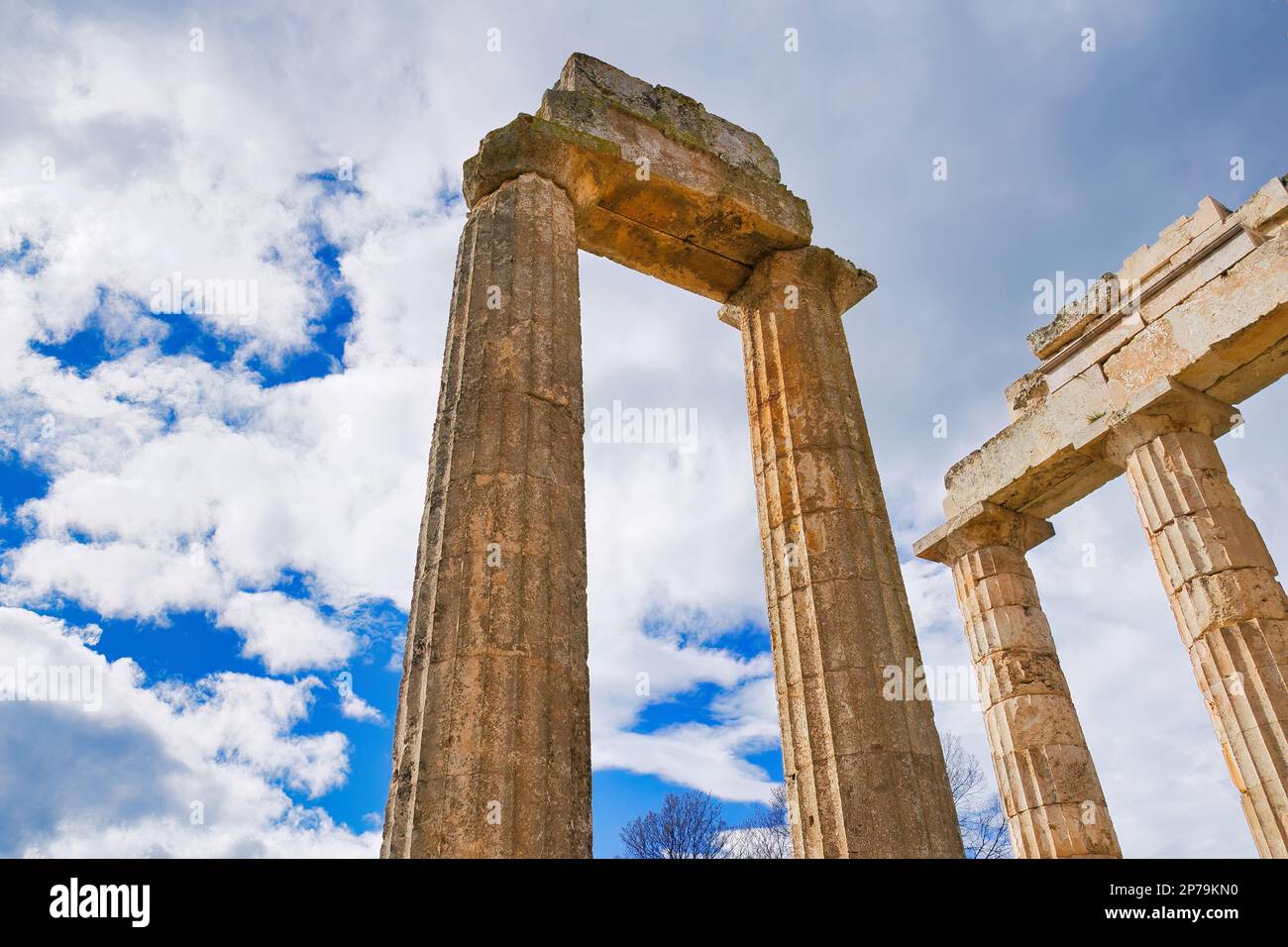 Doric style columns and ruins from Temple of ancient Greece. temple of ...