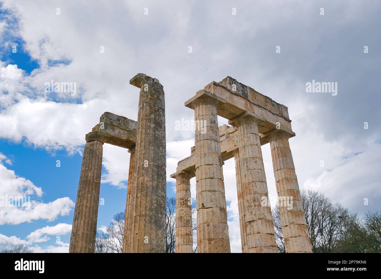 Doric style columns and ruins from Temple of ancient Greece. temple of ...