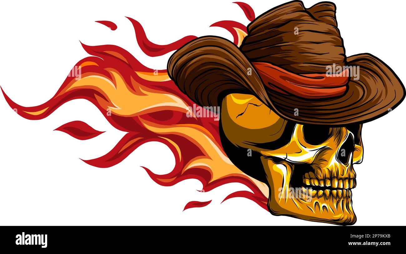 vector illustration of Skull cowboy Stock Vector Image & Art - Alamy