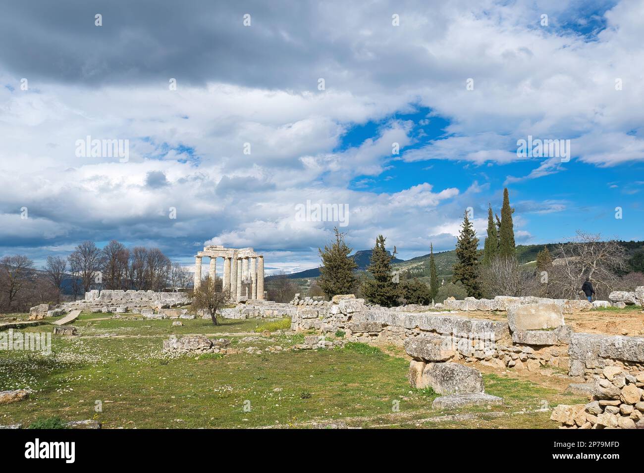 Doric style columns and ruins from Temple of ancient Greece. temple of ...