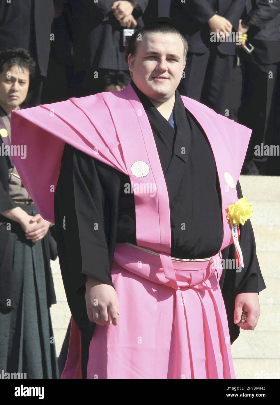 Sumo wrestlers, Estonian Baruto attends a Setsubun ceremony to thow soy ...
