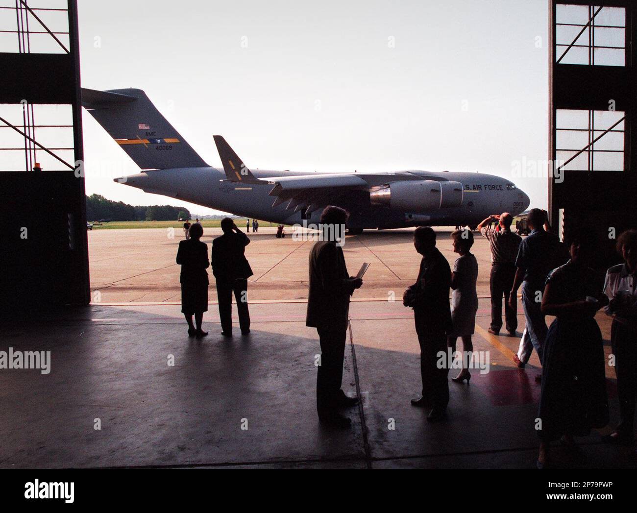 NASA employees and guest gather in hanger for ceremony 'C 17 Salute ...
