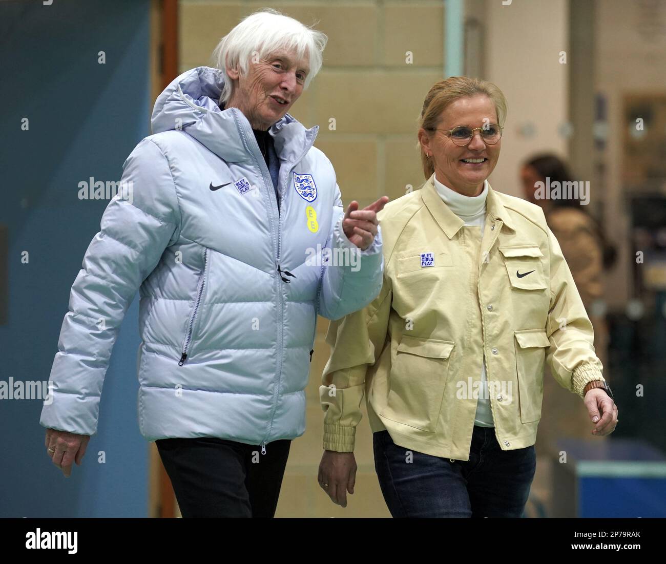 Baroness Sue Campbell (left) and England manager Sarina Wiegman during ...