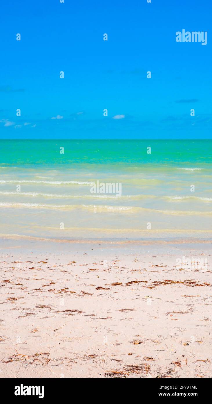 Beautiful white sand beach and turquoise water. Holiday summer beach ...