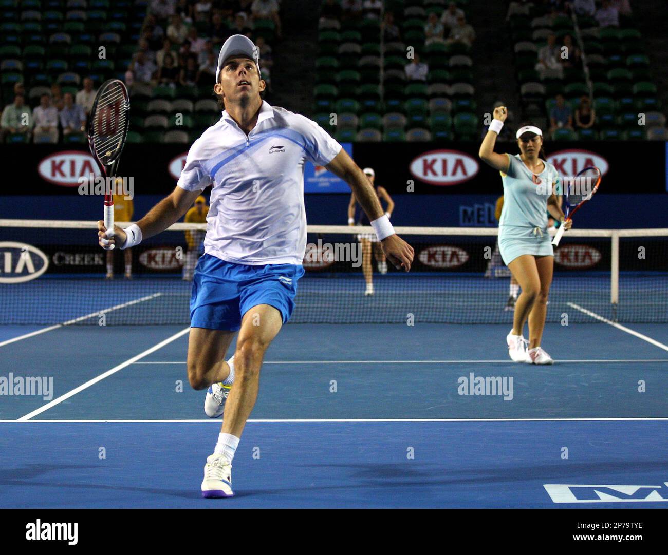 Paul Hanley of Australia, front left, and Chan Yung-Jan of Taiwan ...