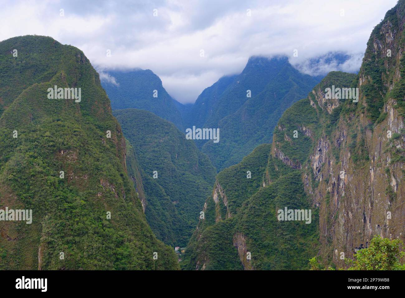 Mountain landscape in the Andes cordillera near Machu Picchu the ruined ...