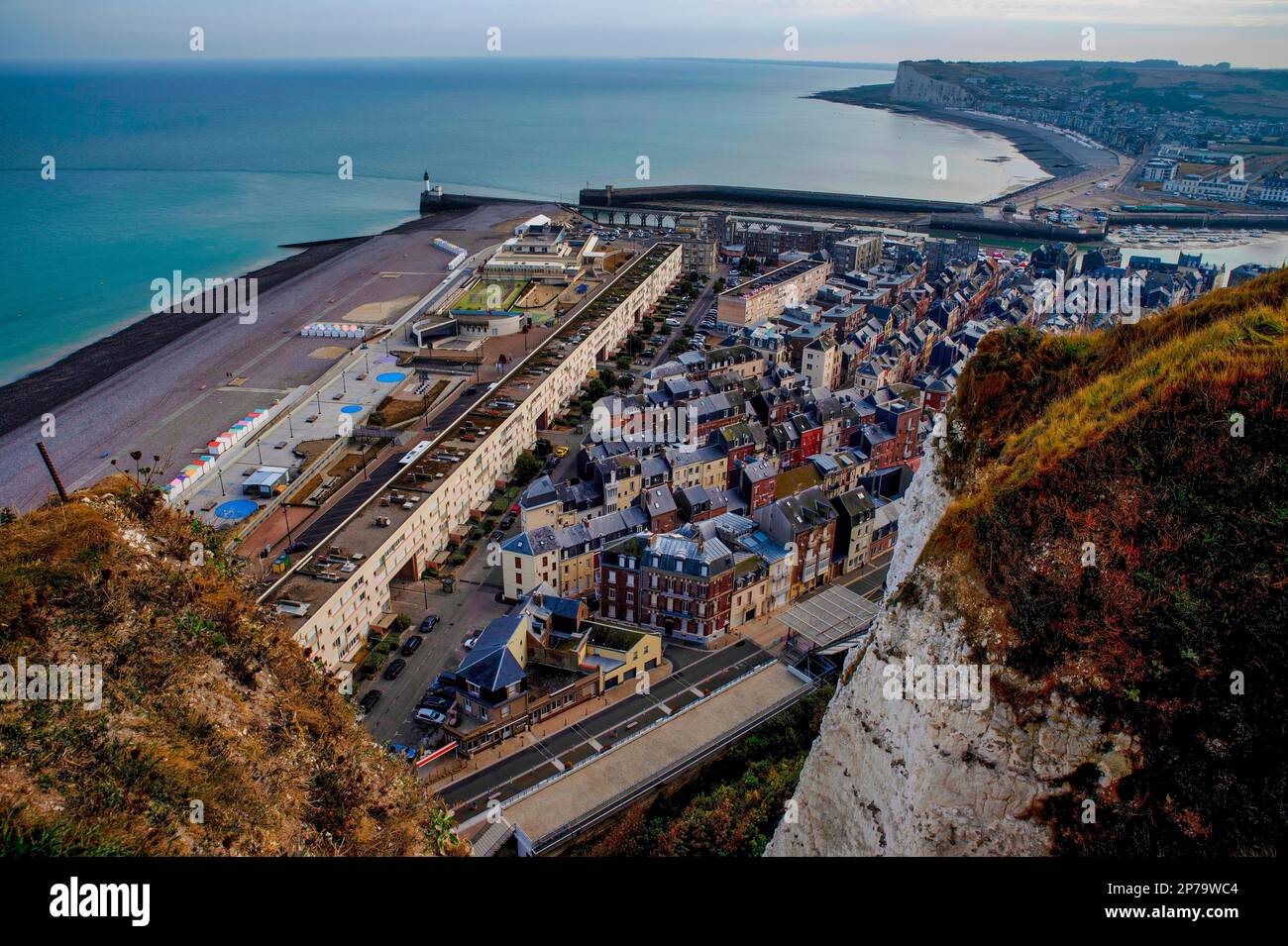 Top View, City, Harbour, Cliff, English Channel, France, Normandy, Le ...