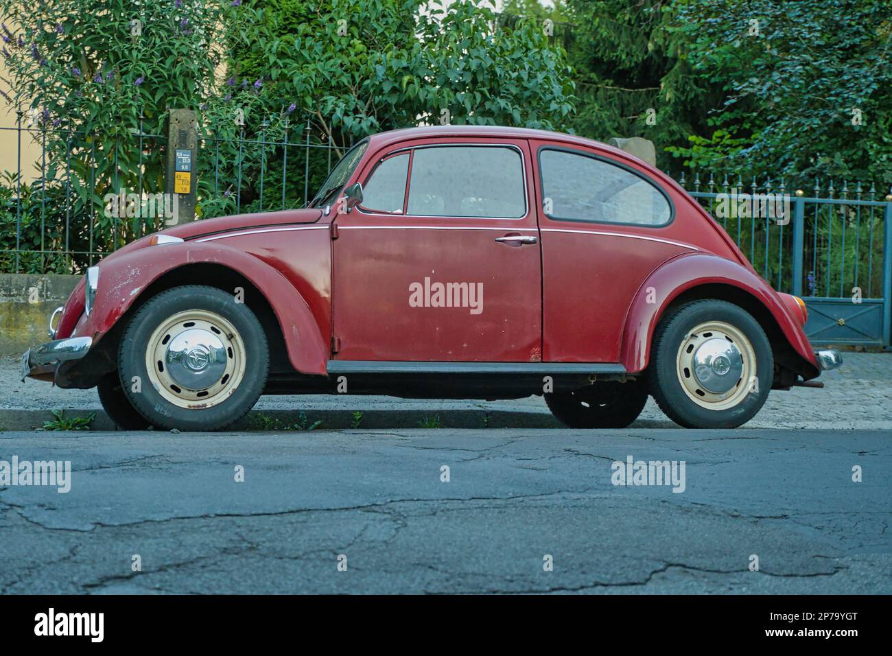volkswagen beetle or bug sedan red classic two door Stock Photo - Alamy