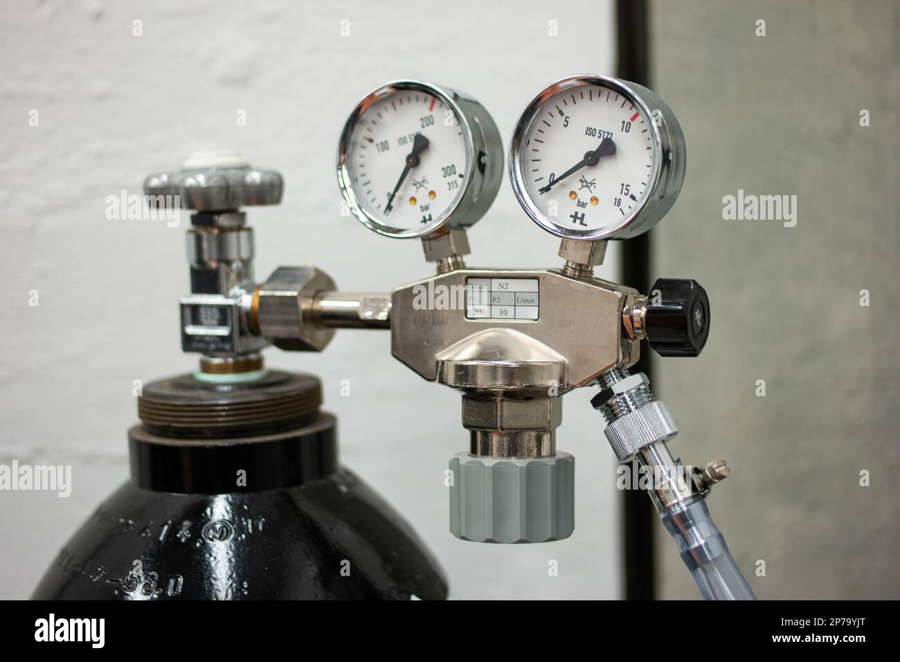 Pressurized tank needle gauges close up shot shallow depth of field ...