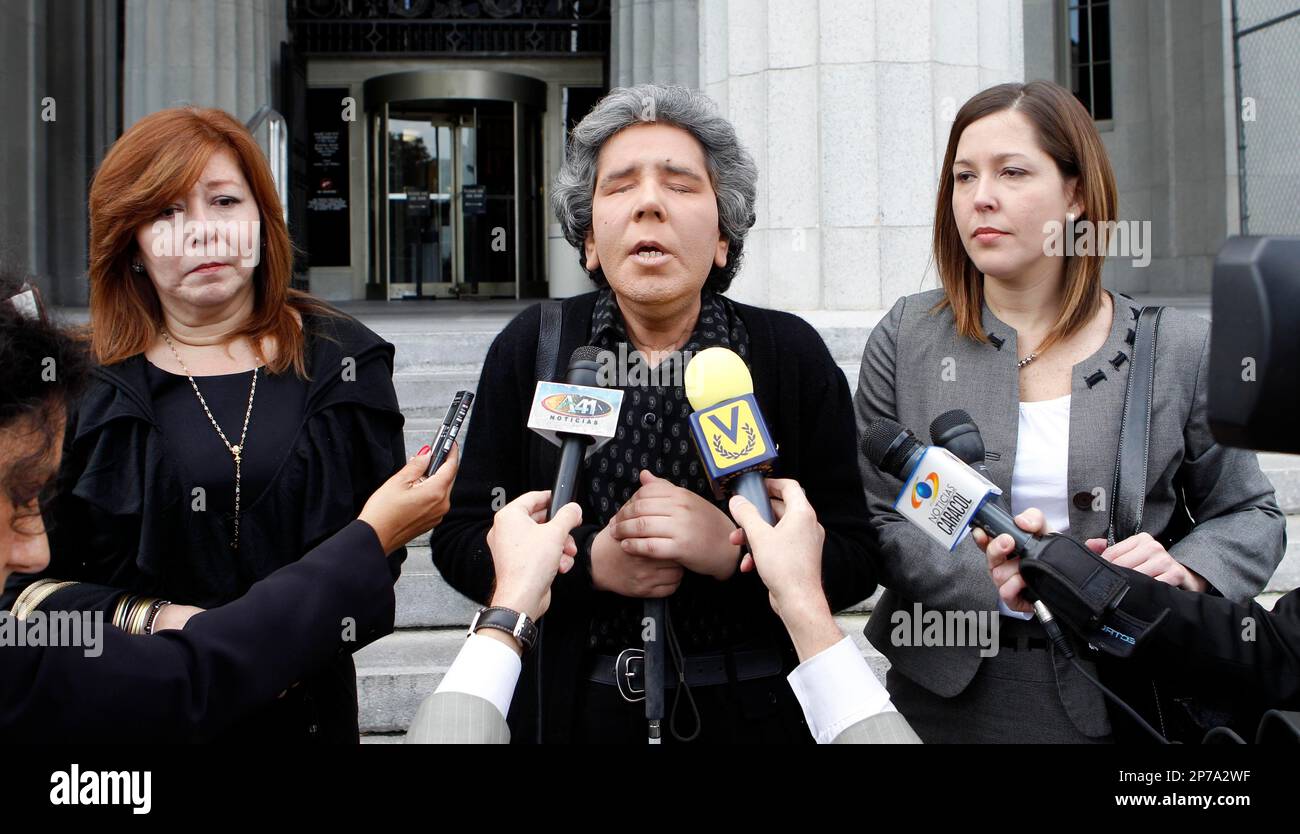Carolina Perez, center, daughter of the late ex-Venezuelan President ...