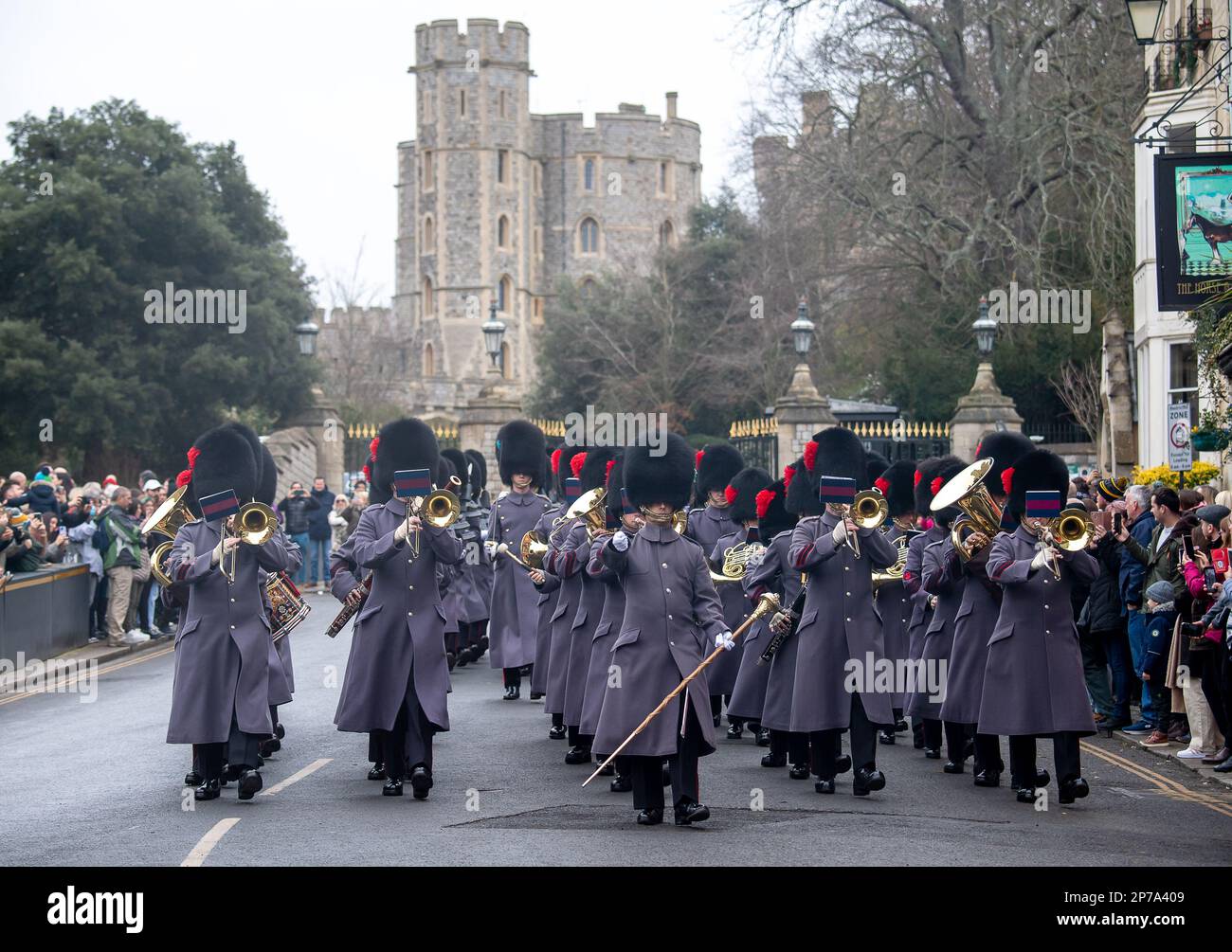 Windsor, Berkshire, UK. 11th February, 2023. Soliders march back to ...