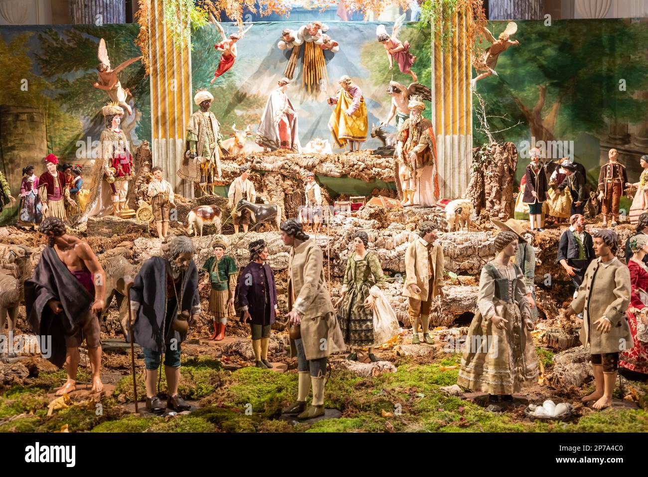 VENARIA REALE, ITALY - Circa January 2022: Italian crib - named presepe - with nativity ...