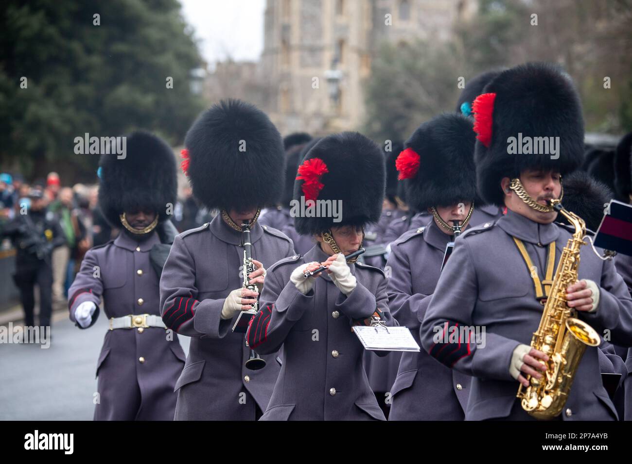 Windsor, Berkshire, UK. 11th February, 2023. Soliders march back to ...