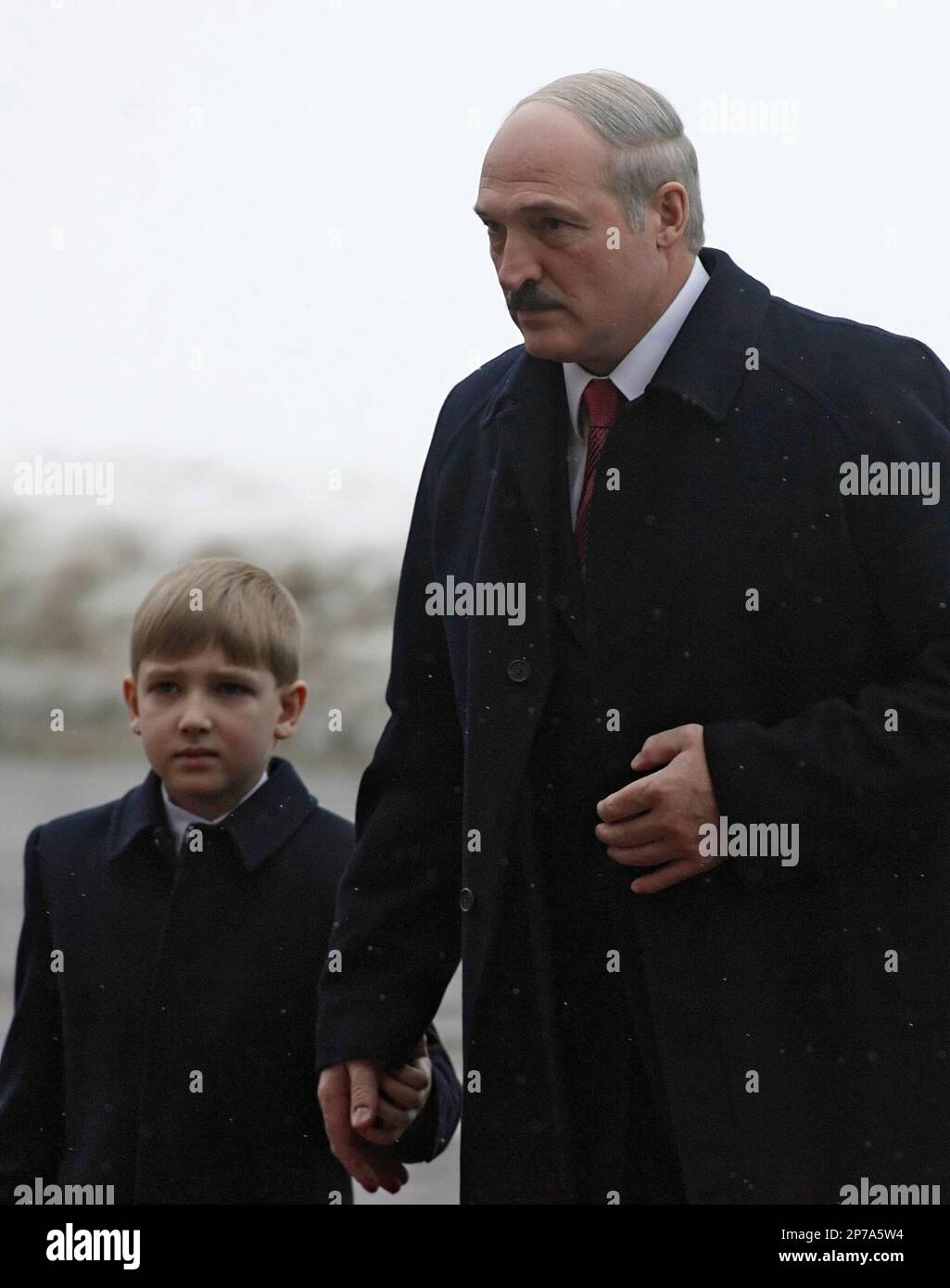 Belarus President Alexander Lukashenko and his son Kolya Lukashenko ...