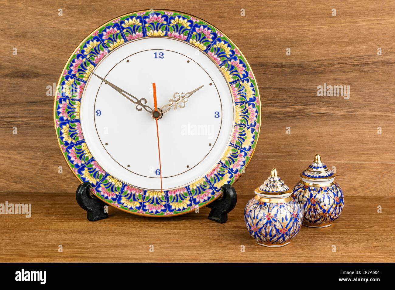 Famous Thai porcelain called Benjarong design as a beautiful clock and ...