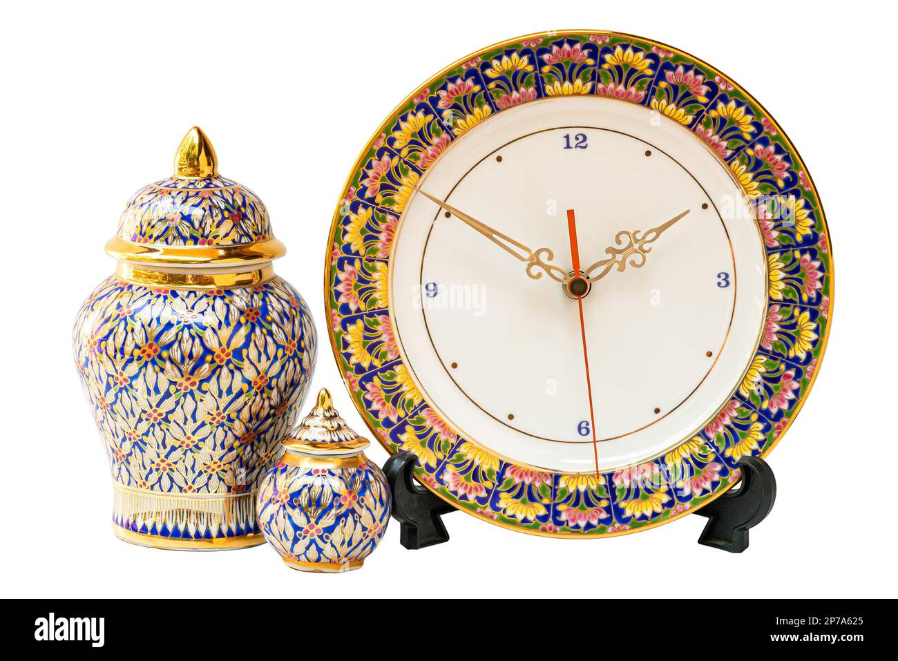 Thai traditional handmade porcelain on white background with clipping ...