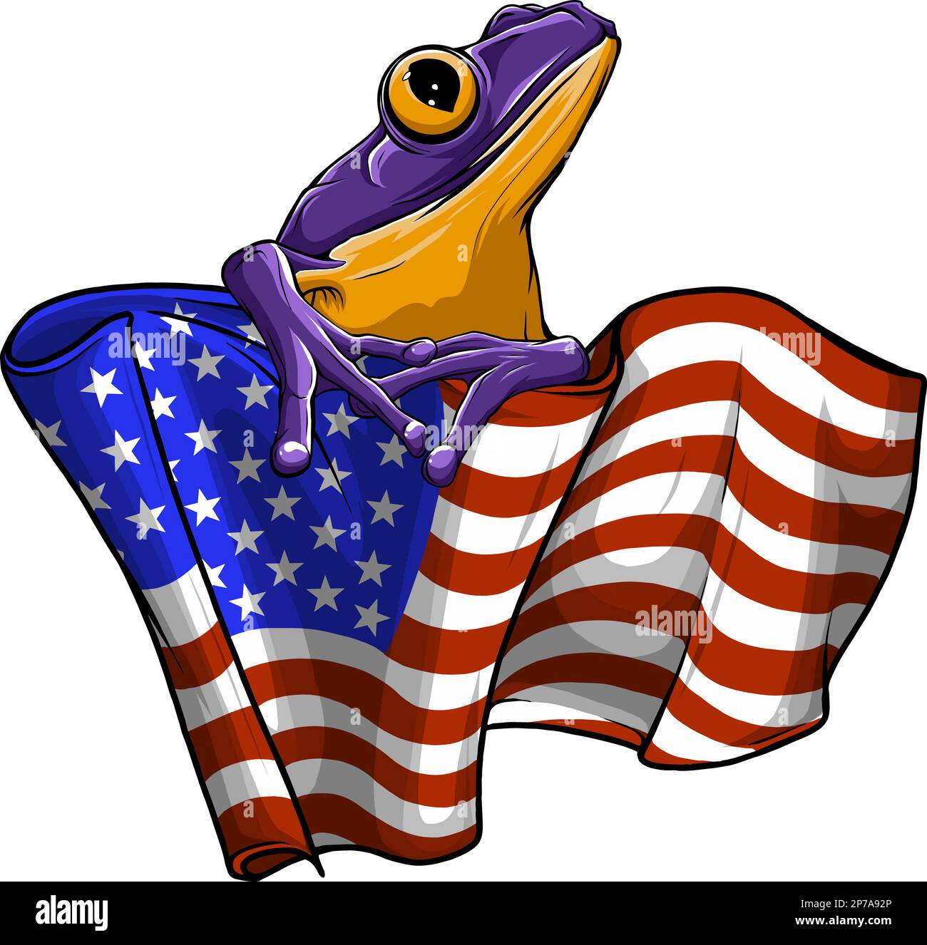 green frog with USA flag vector illustration Stock Vector Image & Art ...