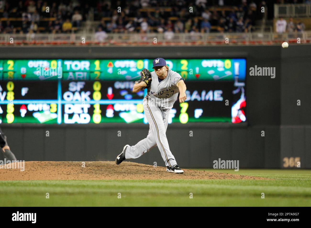 Milwaukee Brewers Mitch Stetter in a game against the Minnesota Twins ...