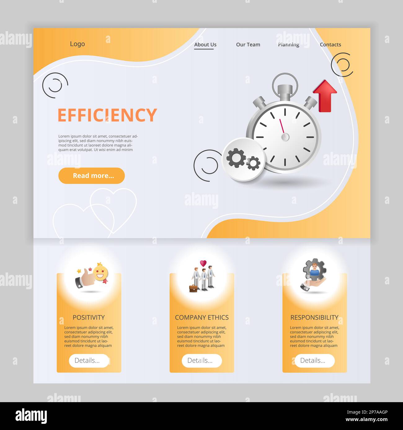 Efficiency flat landing page website template. Positivity, company ...