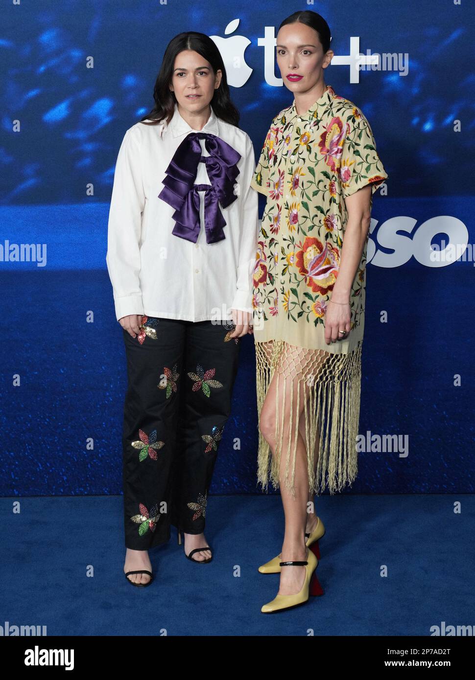 L R Abbi Jacobson And Jodi Balfour Arrives At The Apple Original Series Ted Lasso Season 3