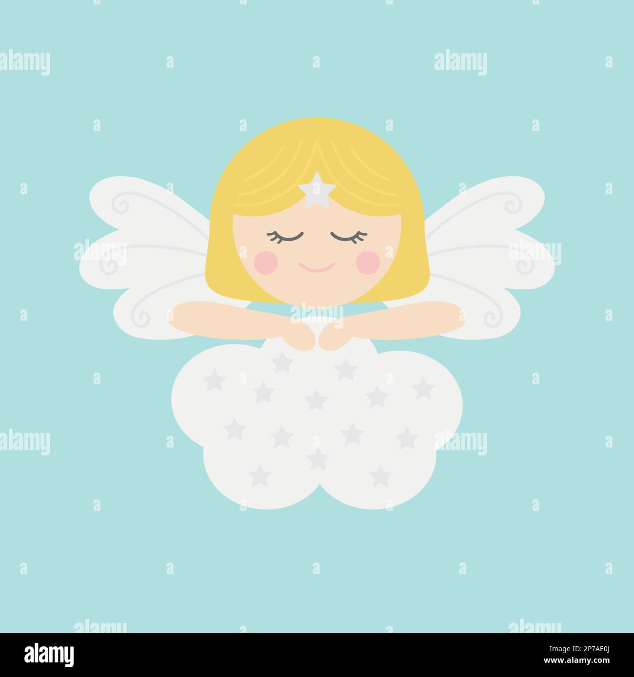 Angel on cloud cute vector illustration drawing Stock Vector Image ...