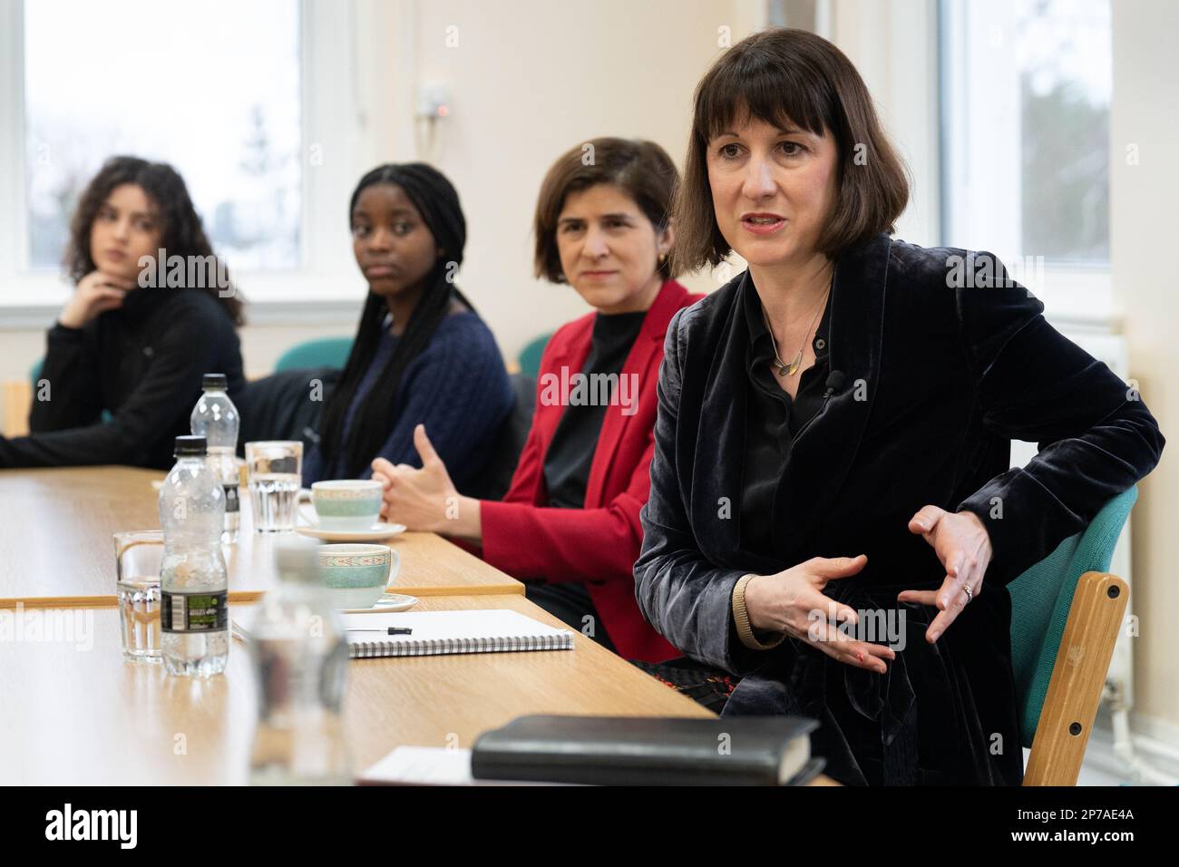 Shadow chancellor Rachel Reeves (far right) takes part in a roundtable ...