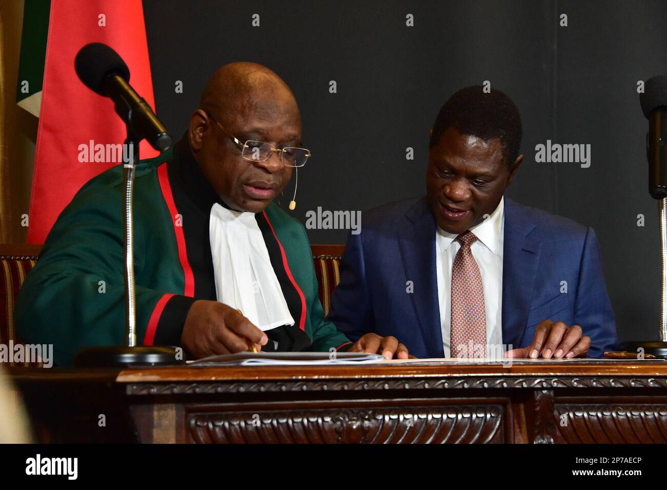 CAPE TOWN, March 8, 2023 (Xinhua) -- South African Deputy President Paul Mashatile (R) attends a ...
