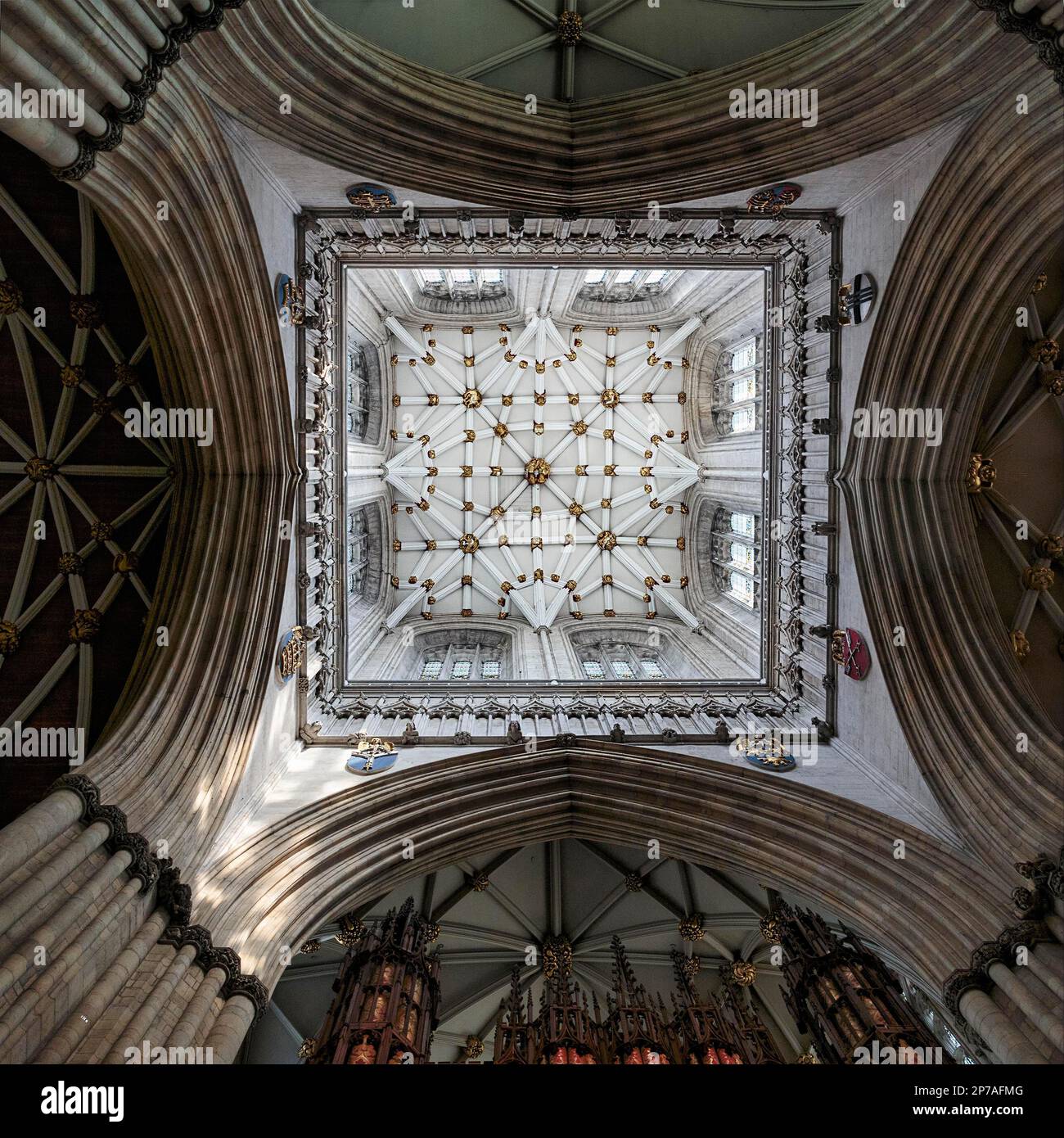 Late Gothic reticulated ribbed vault over the crossing, York Minster ...