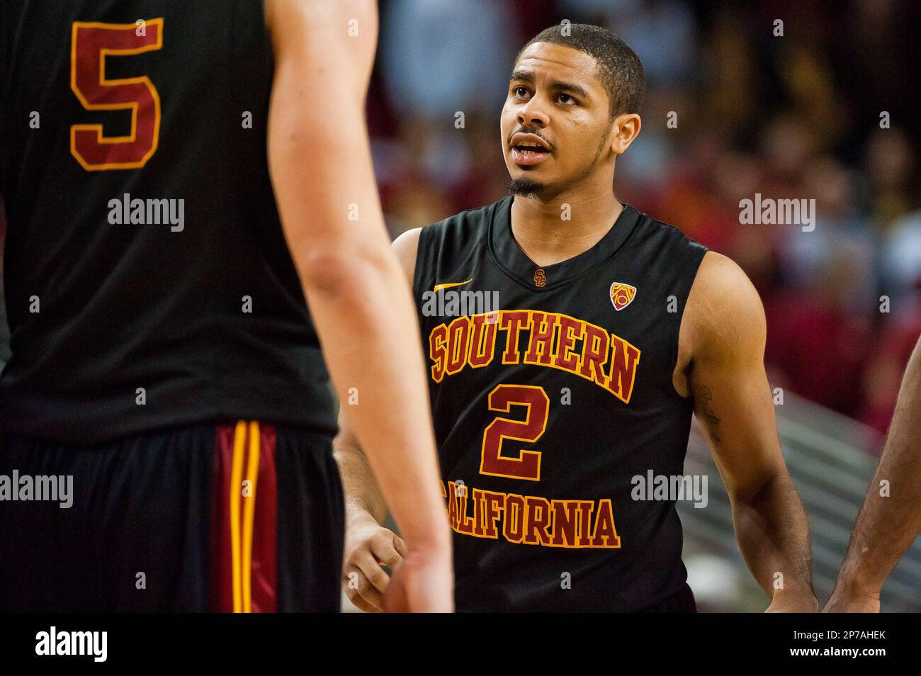 Southern California Guard Jio Fontan (2) celebrates after beating the ...