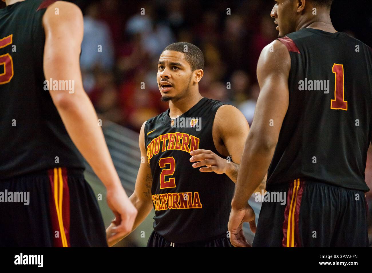 Southern California Guard Jio Fontan (2) celebrates after beating the ...