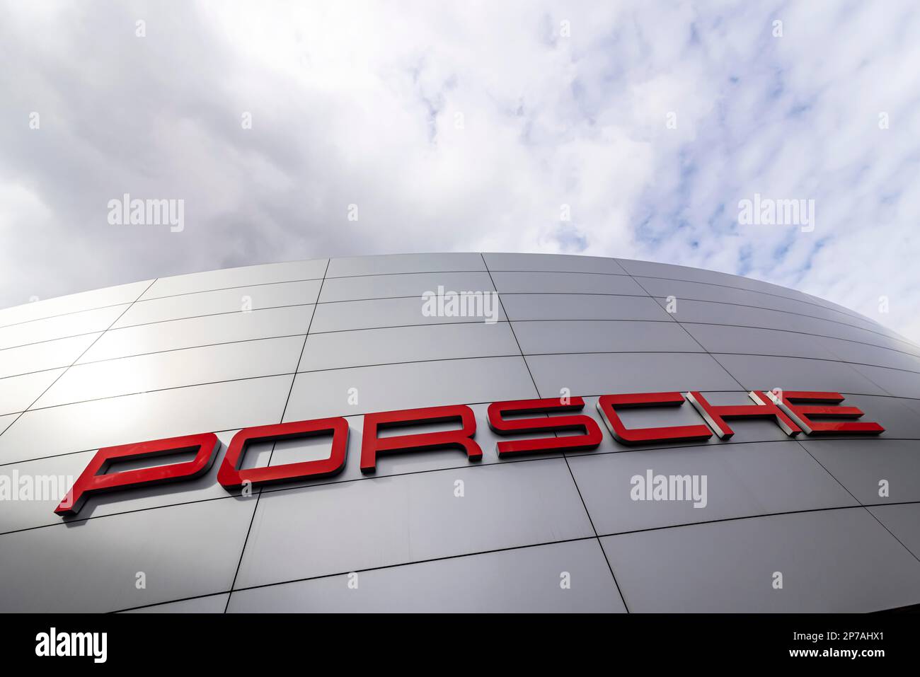 Porsche Square with Porsche Centre and Logo, Zuffenhausen, Stuttgart ...