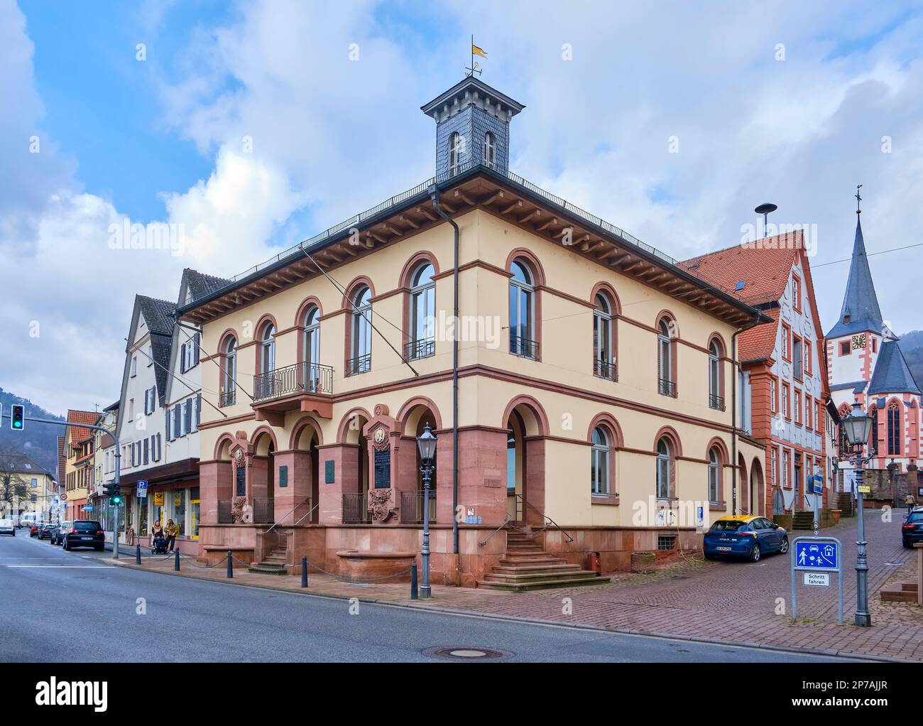 Seat of the municipality, the Classicist town hall of Neckarsteinach ...
