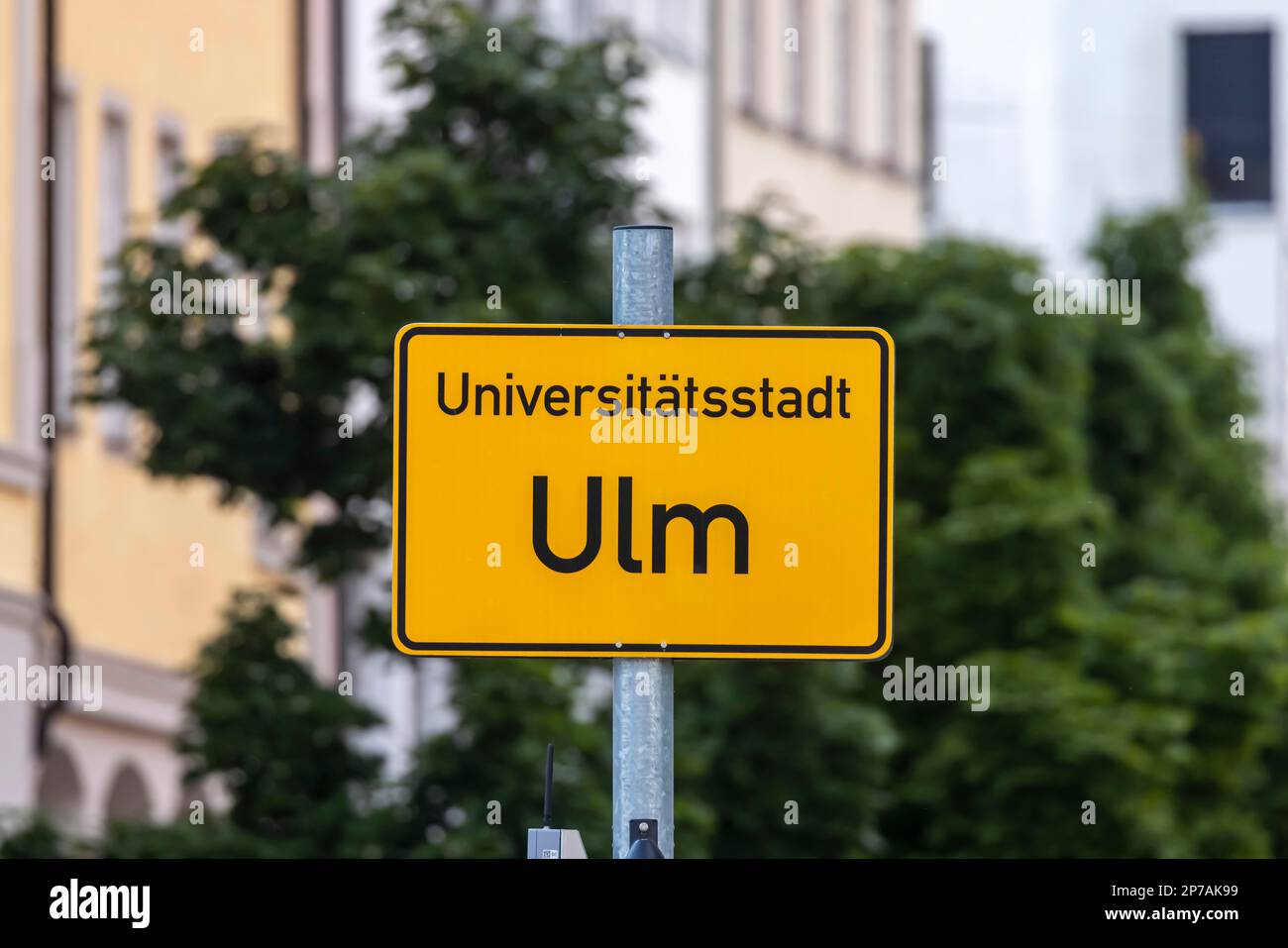 Place-name sign, university town of Ulm, Baden-Wuerttemberg, Stuttgart ...