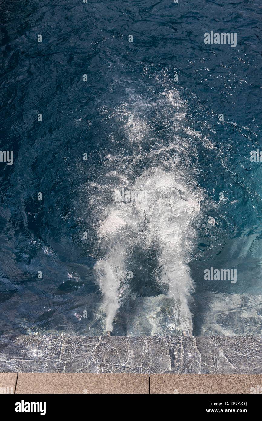 Swimming pool, counter-current system provides current in small private ...